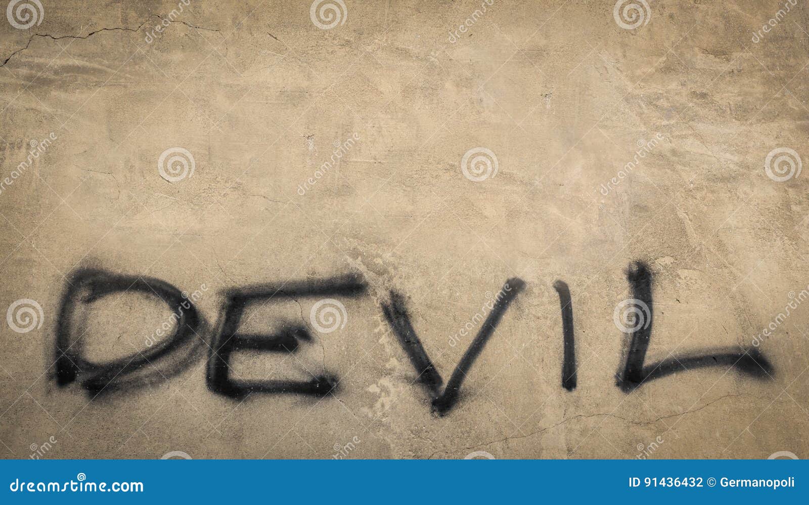 Devil on the wall stock photo. Image of letters, satan - 91436432