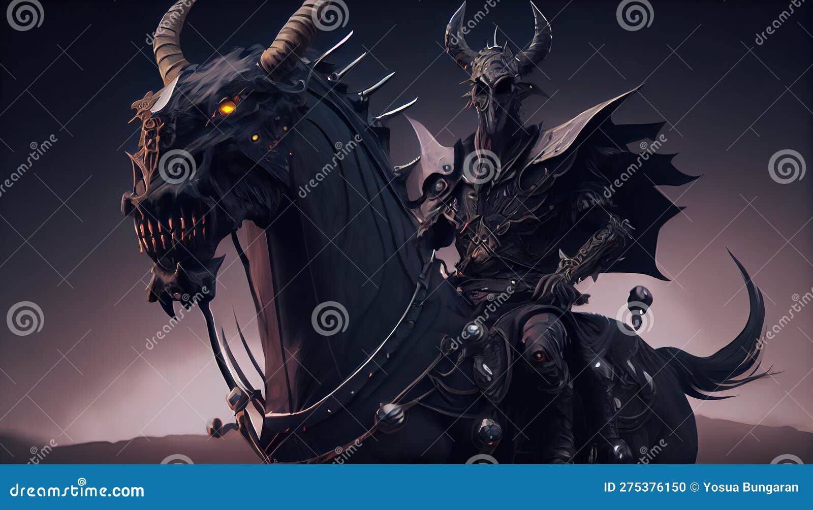 Devil Warrior With Demonic Mount, Digital Art Illustration, Generative ...