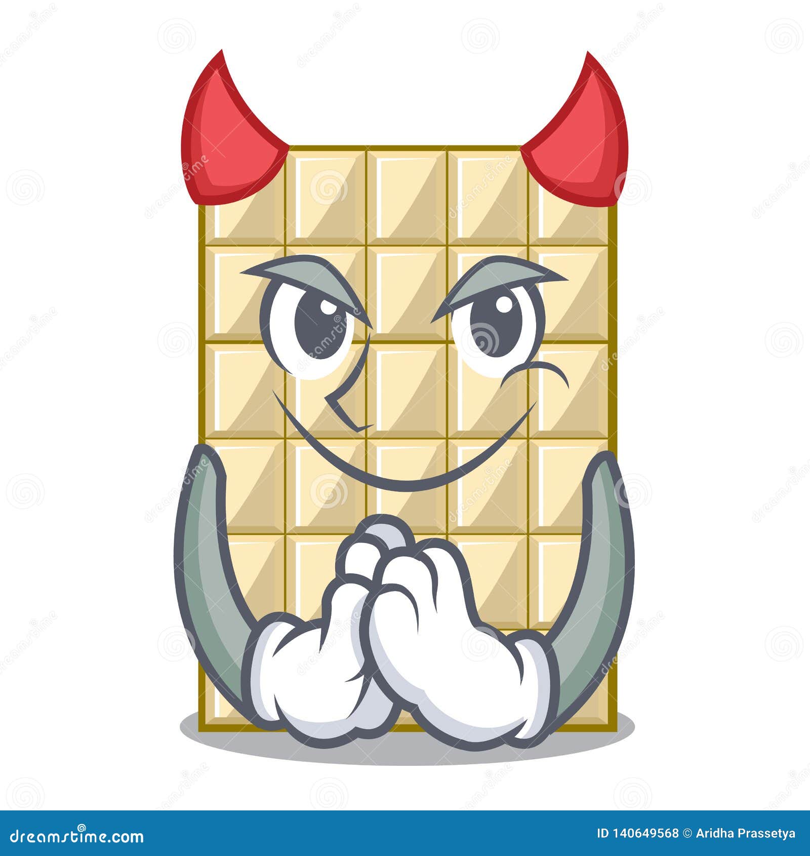 Devil White Chocolate on Mascot Wood Table Stock Vector - Illustration ...