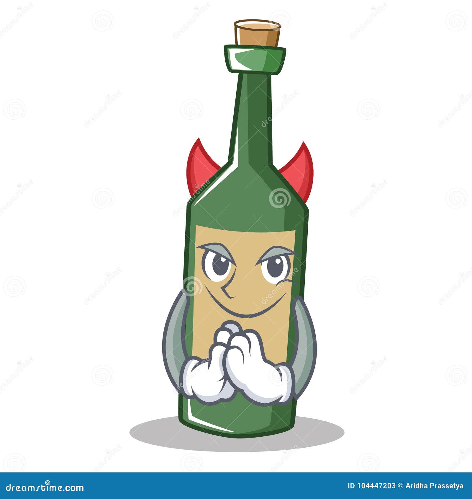 Devil Wine Bottle Character Cartoon Stock Vector - Illustration of ...