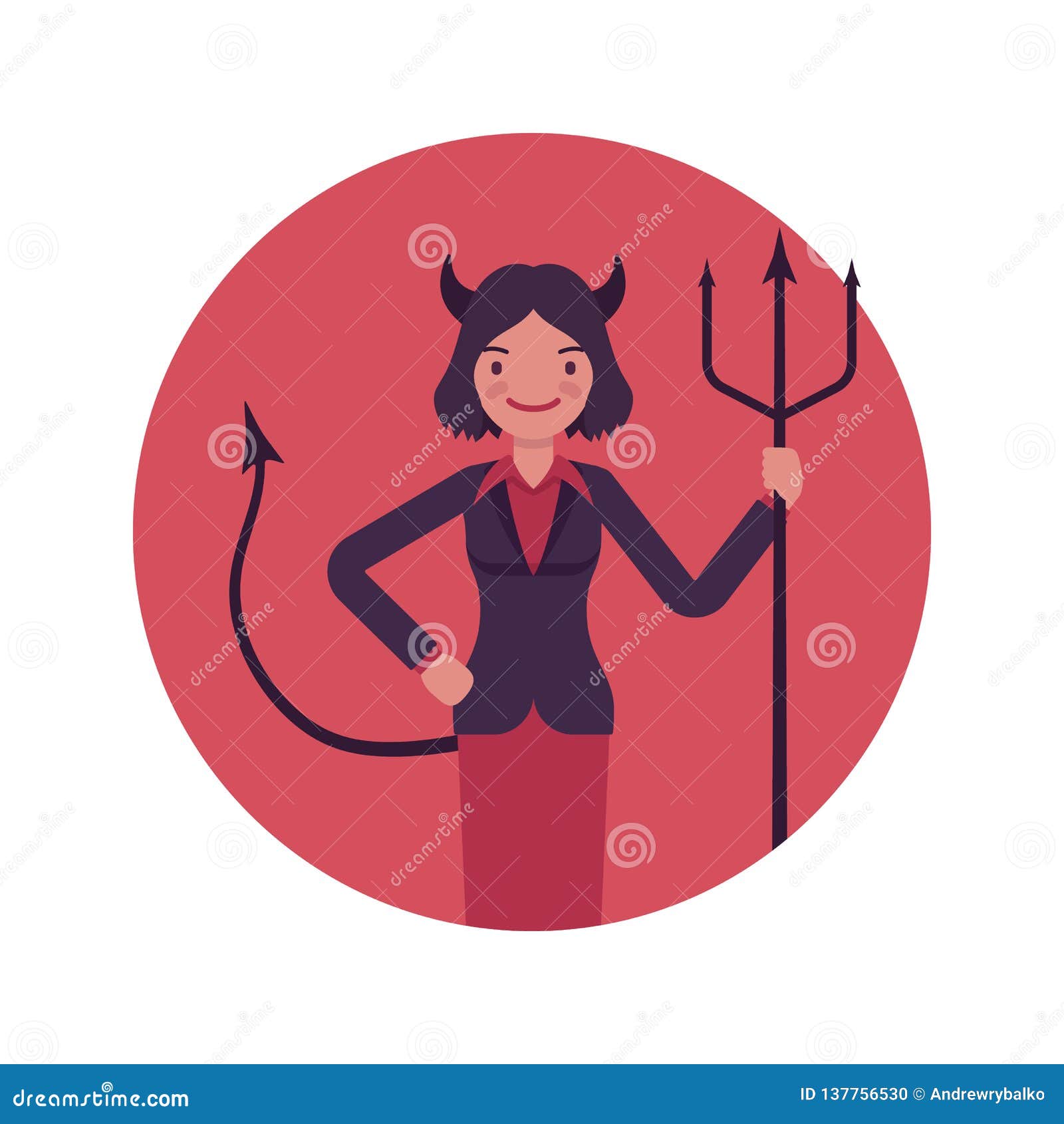 Devil Woman in a Red Circle Stock Vector - Illustration of creature ...