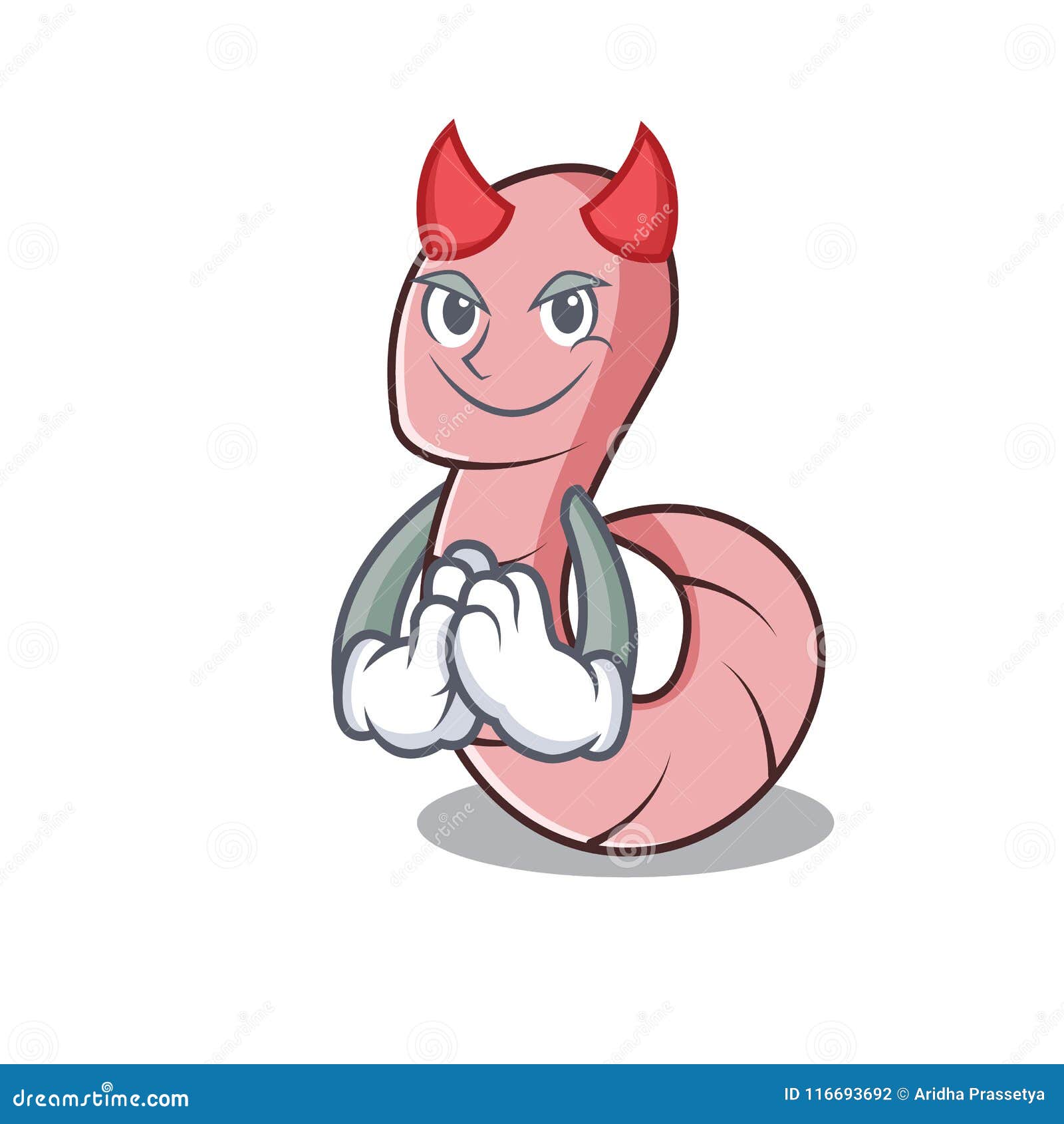 Devil Worm Mascot Cartoon Style Stock Vector - Illustration of cartoon ...