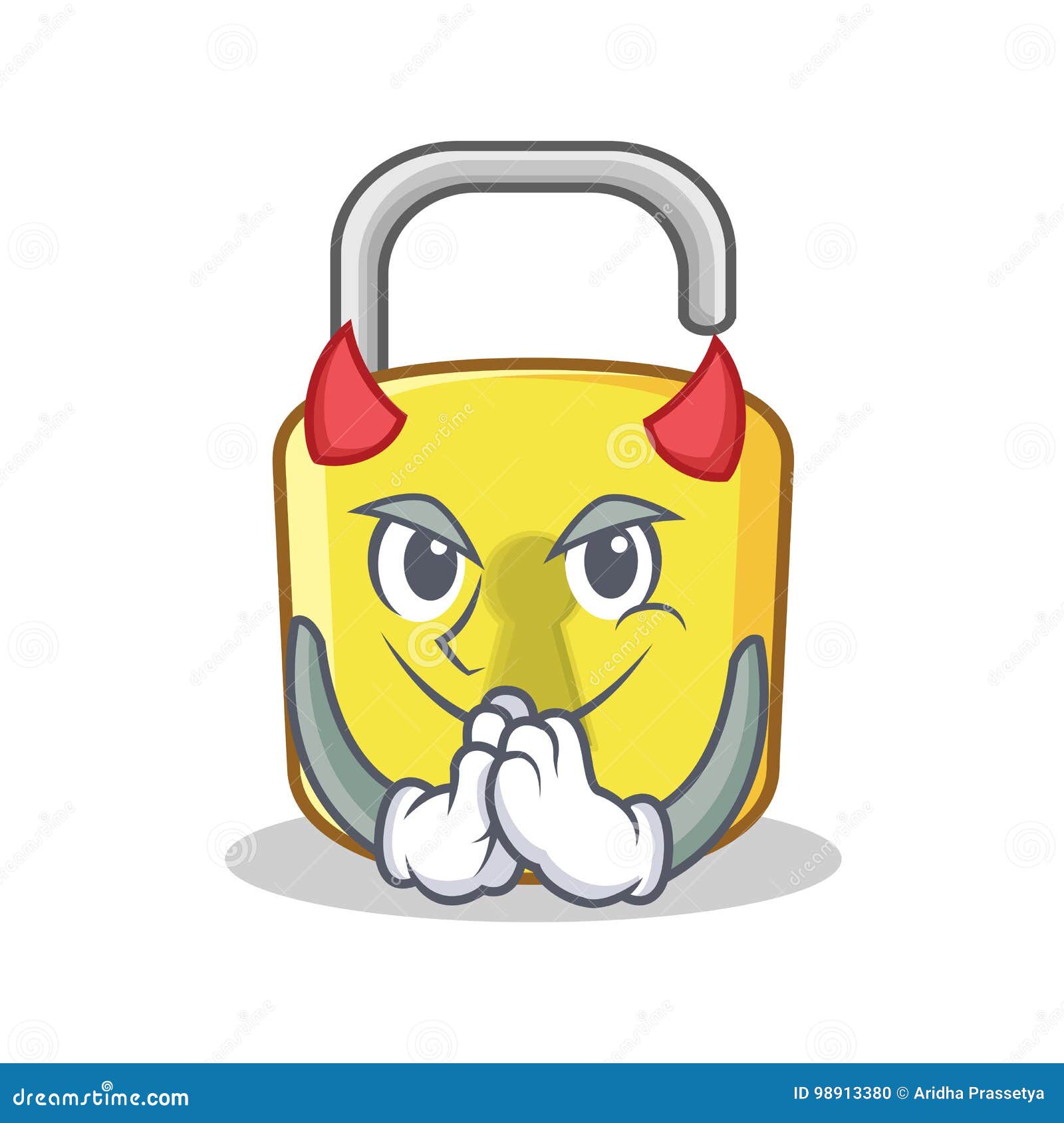 Devil Yellow Lock Character Mascot Stock Vector - Illustration of ...
