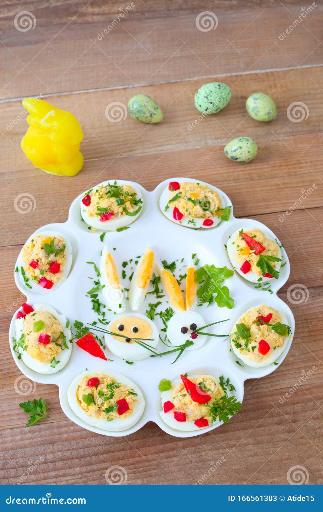 Easter deviled eggs stock image. Image of lunch, homemade - 166561303