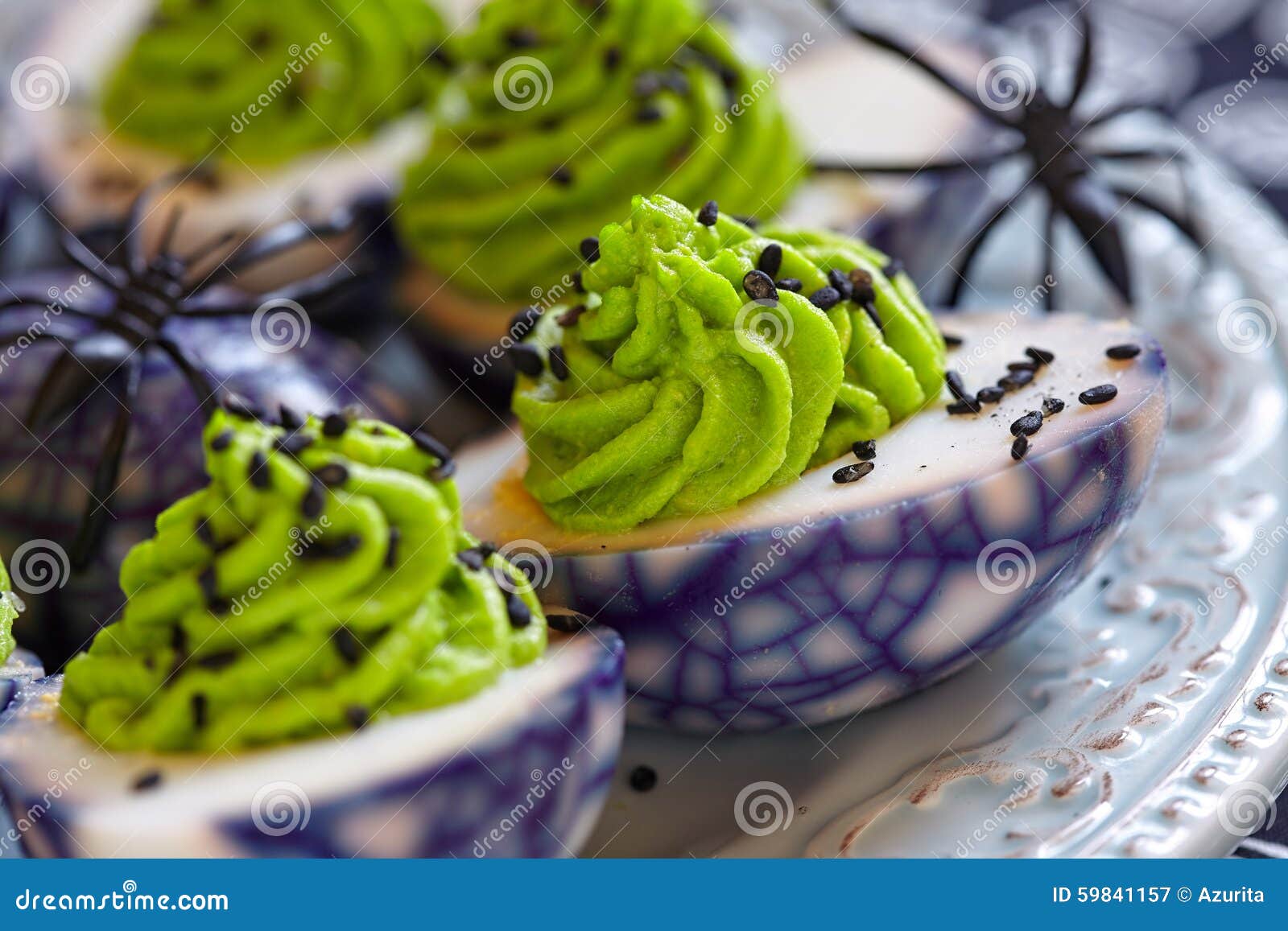 Deviled eggs for Halloween stock image. Image of delicious - 59841157