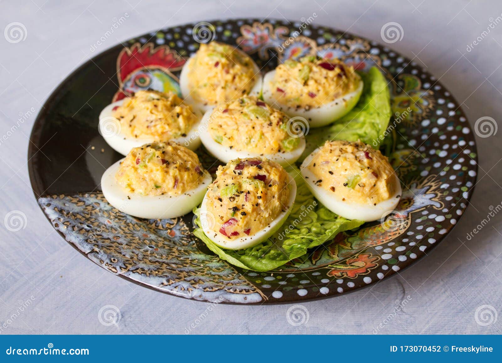 Deviled Eggs. Stuffed Egg Halves, Appetizer. Stock Photo - Image of ...