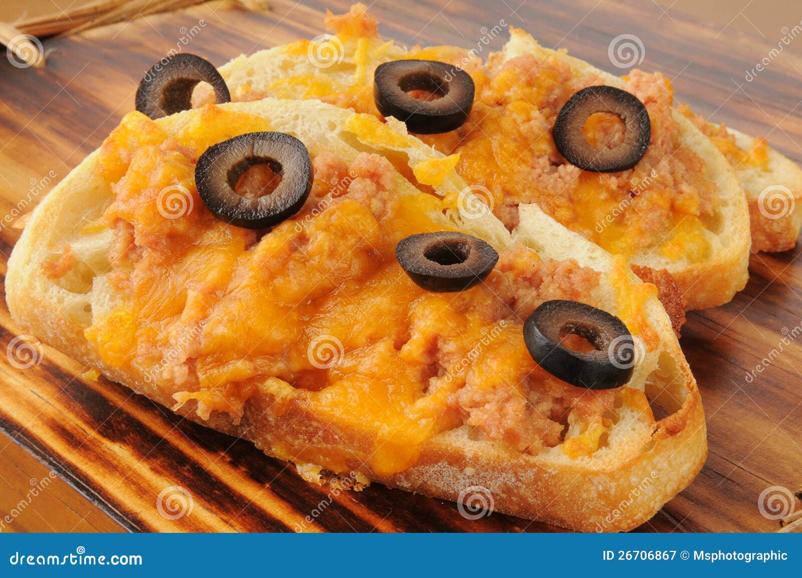 Deviled Ham Appetizers with Melted Cheese Stock Image - Image of toast ...