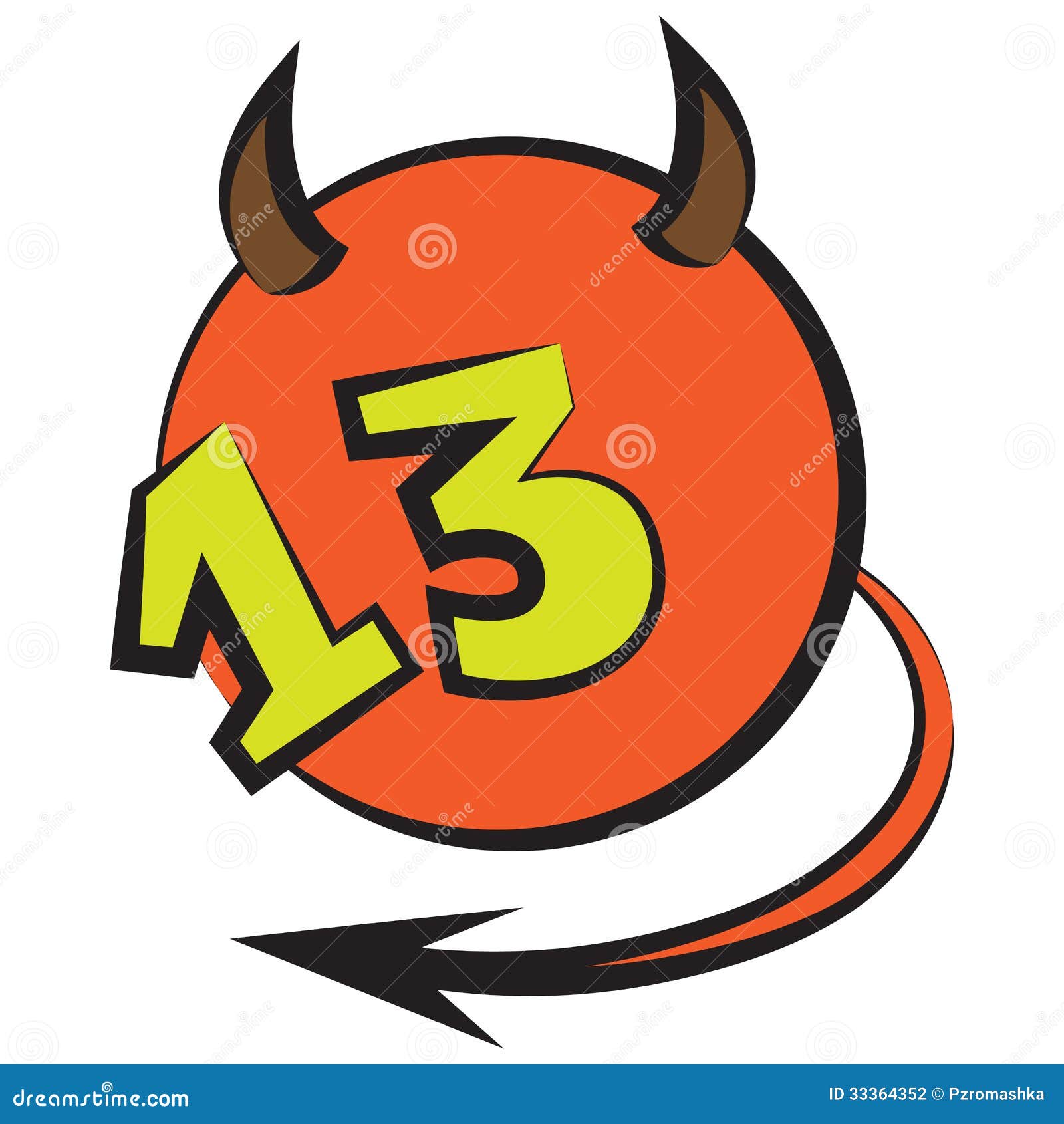 Devilish Ball with Number Thirteen Stock Vector - Illustration of ...