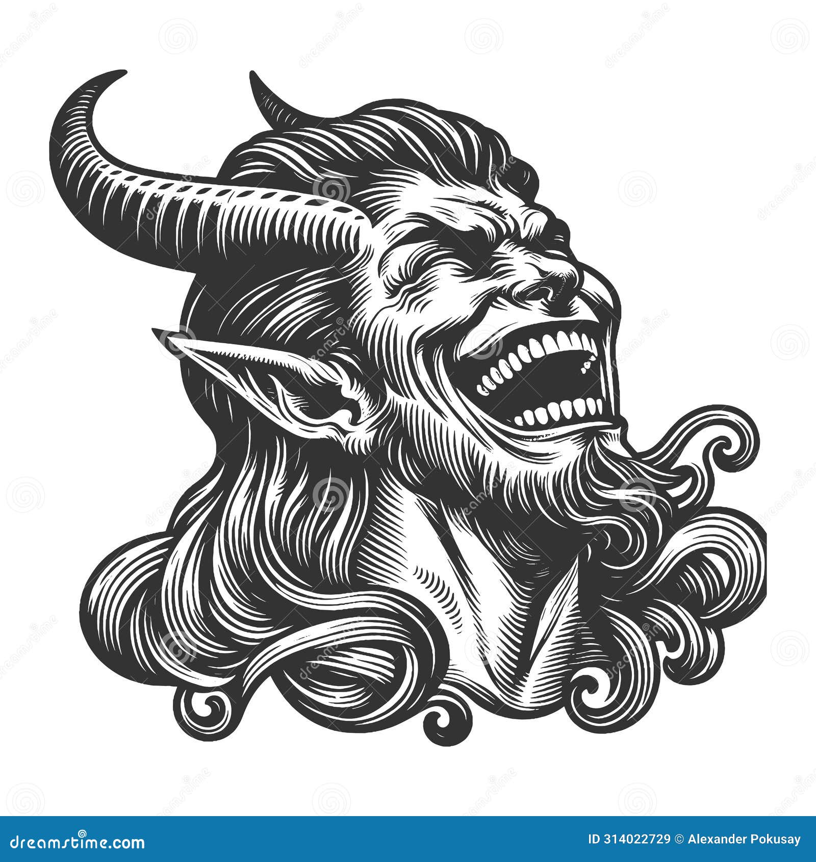 Devilish Figure Laughing Raster Illustration Stock Illustration ...