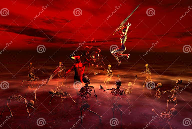 Devils battle stock illustration. Illustration of water - 1253253