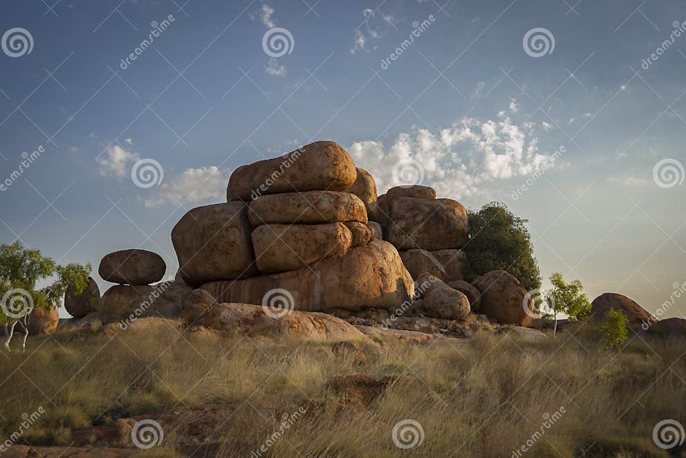 Devils Marbles at Sunset. Northern Territory, Australia Stock Image ...
