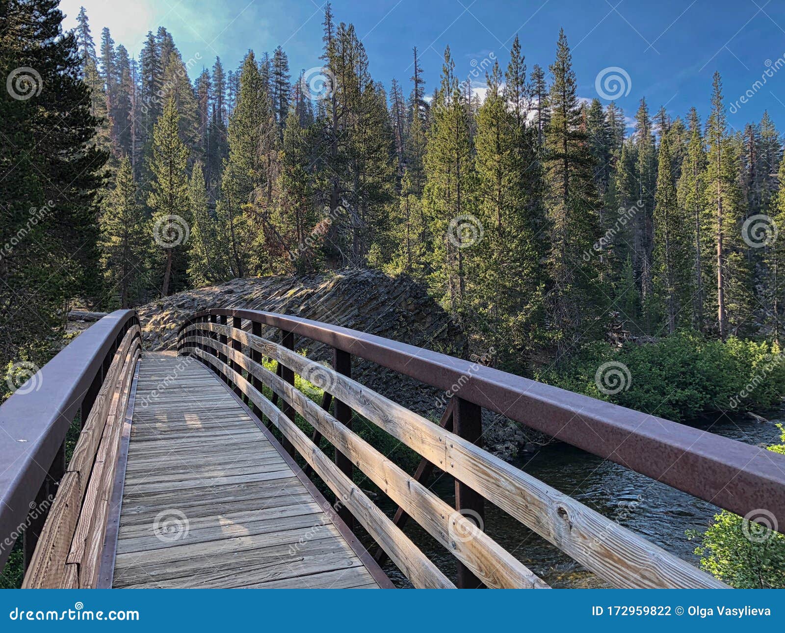 Devils Postpile National Monument. Wooden Bridge Stock Photo - Image of ...