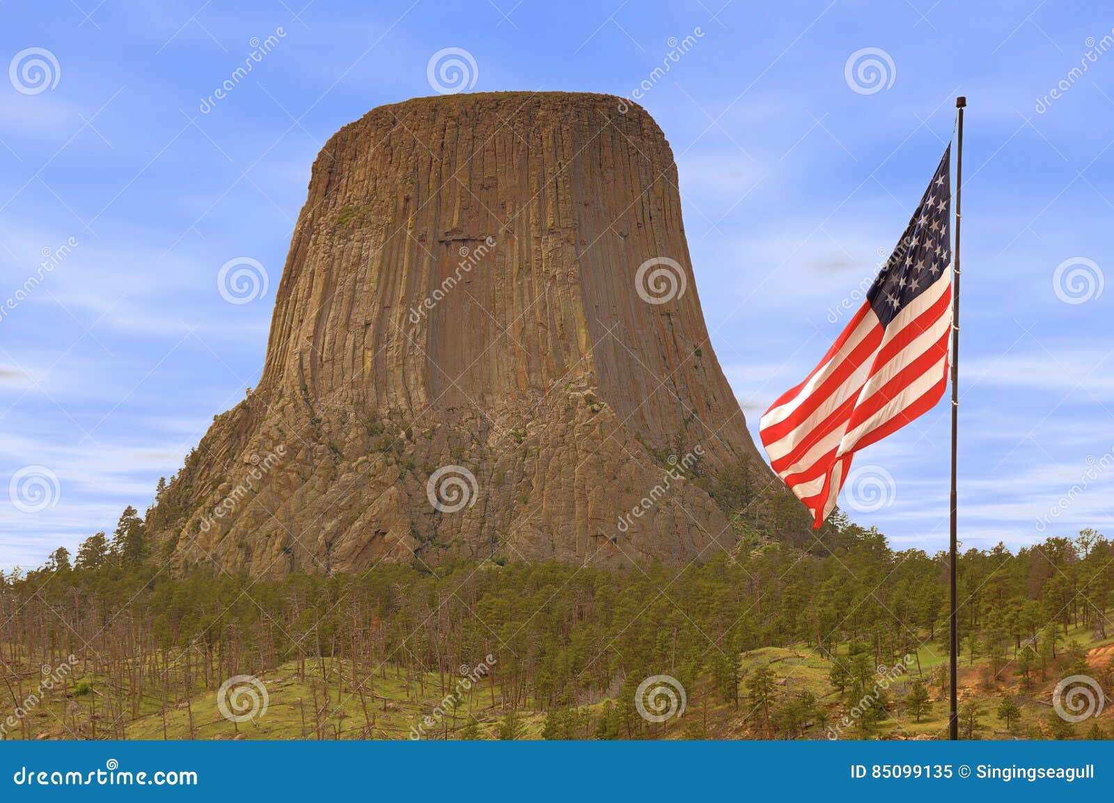 US Flag At Devils Tower Stock Photo | CartoonDealer.com #16019568