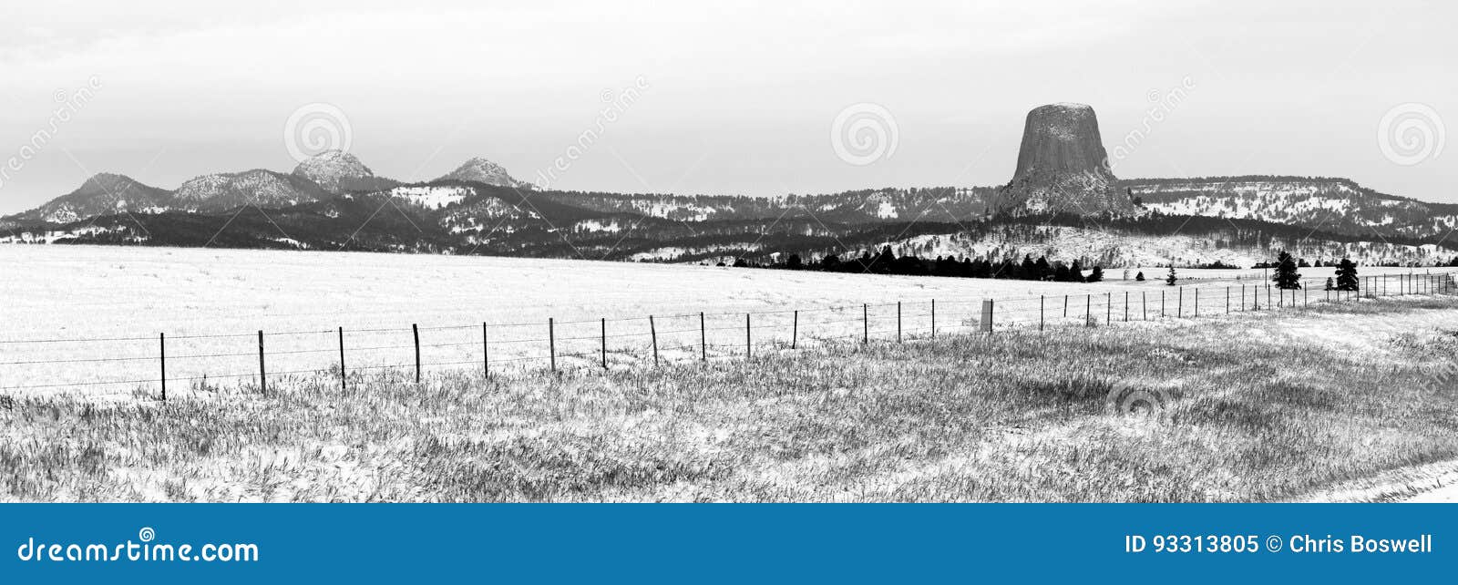 Devils Tower Wyoming Winter Snow Rock Butte Stock Image - Image of ...