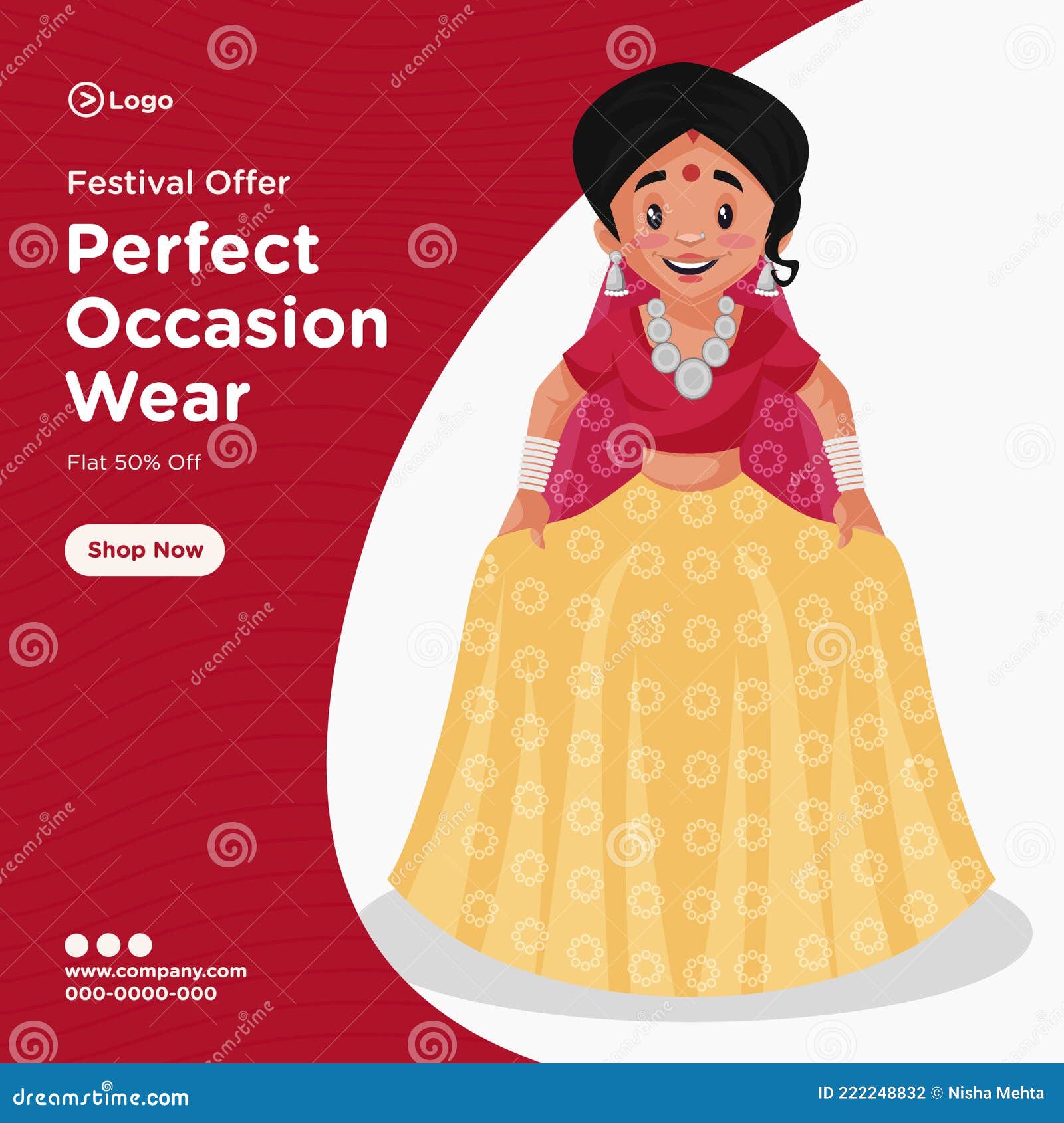 Festival Offer Perfect Occasion Wear Banner Design Stock Vector ...