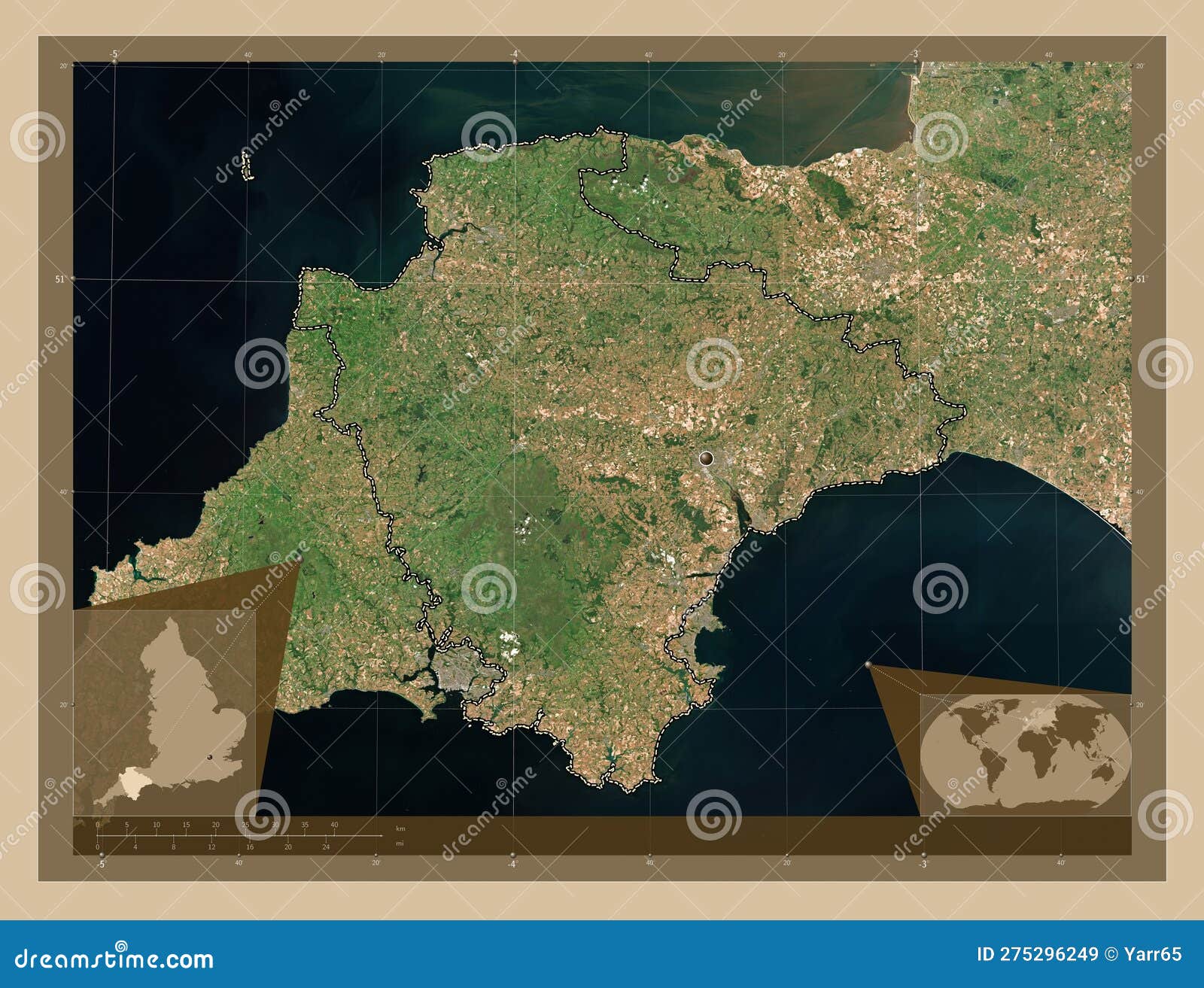 Devon, England - Great Britain. Low-res Satellite. Capital Stock ...