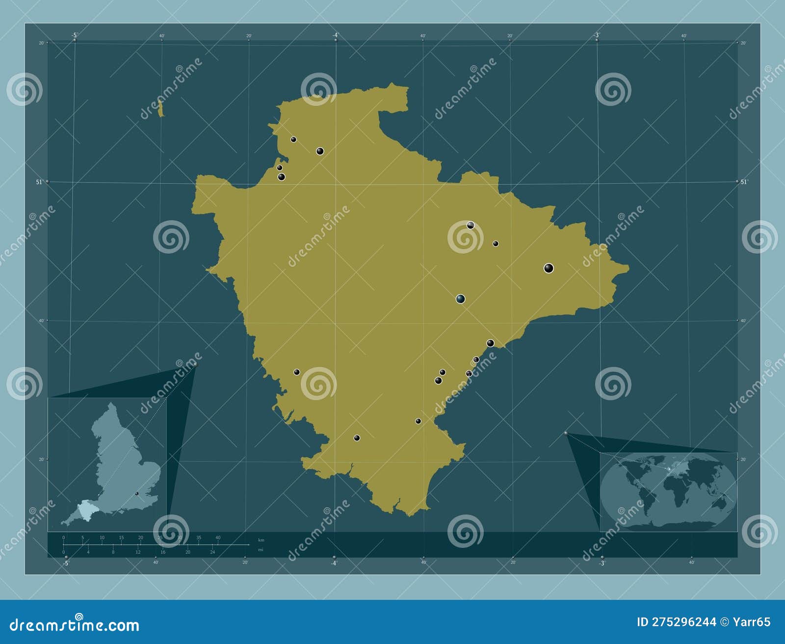 Devon, England - Great Britain. Solid. Major Cities Stock Illustration ...