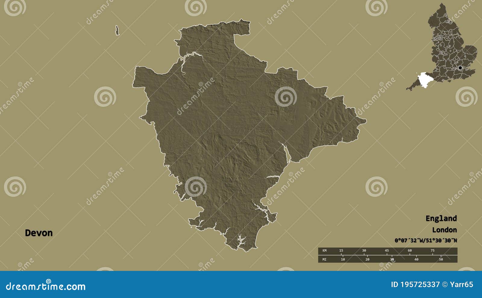 Devon, Administrative County of England, Zoomed. Administrative Stock ...