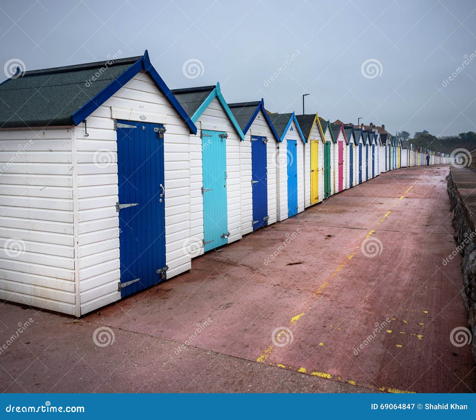 Devon beach huts in UK stock image. Image of cabin, european - 69064847