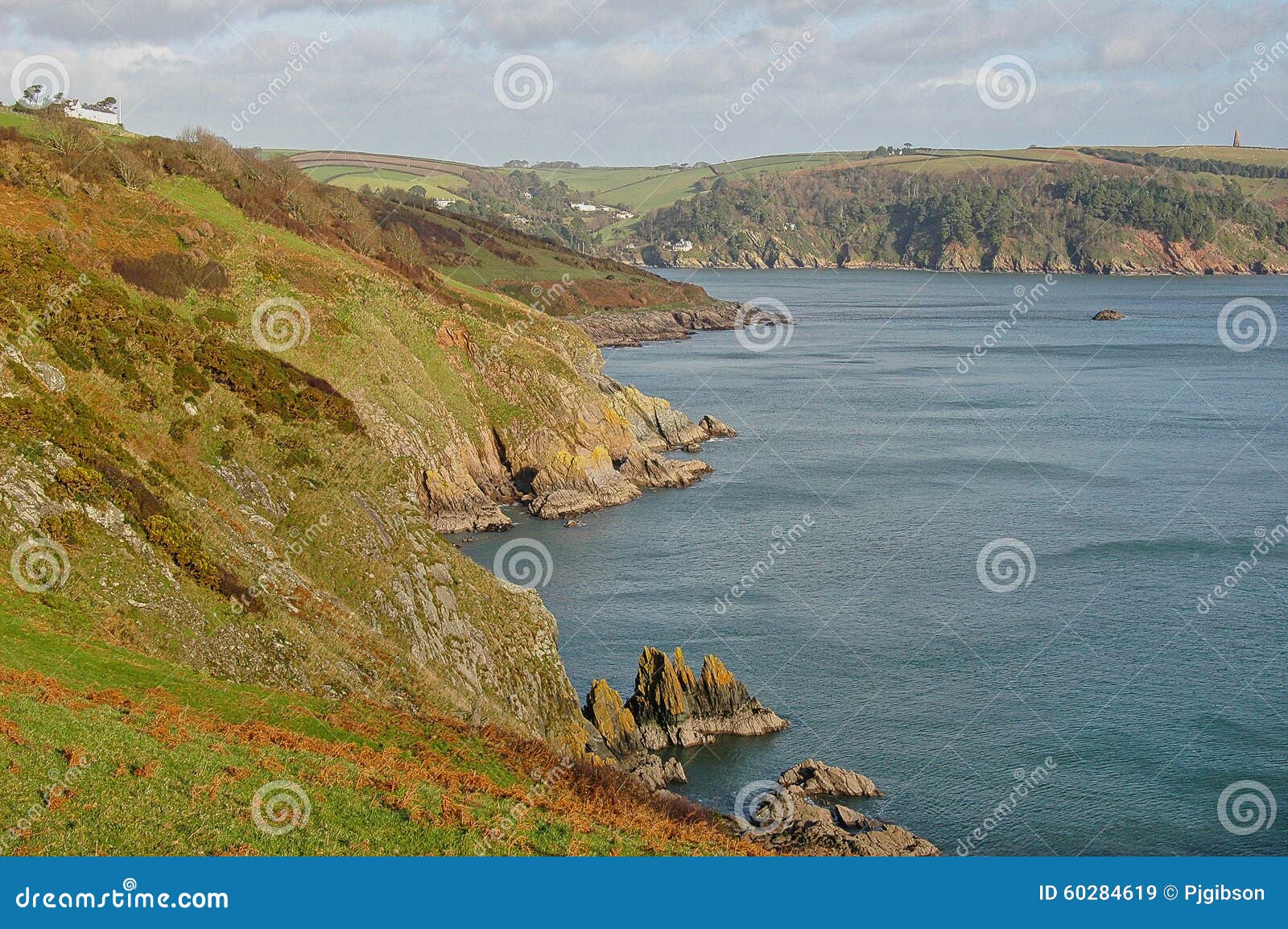 Devon coastline stock image. Image of walk, green, blue - 60284619
