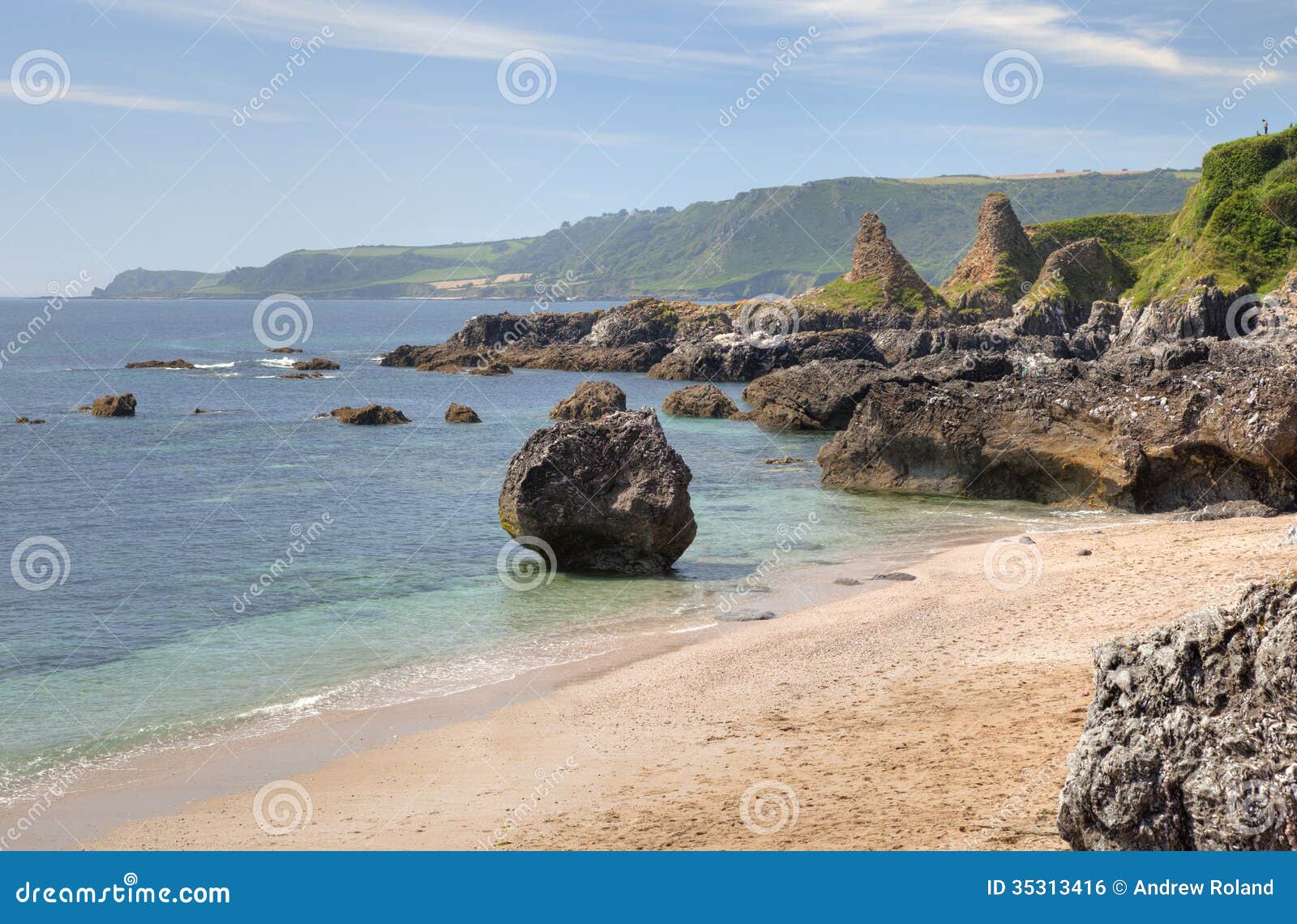 Devon coastline in summer stock photo. Image of pool - 35313416