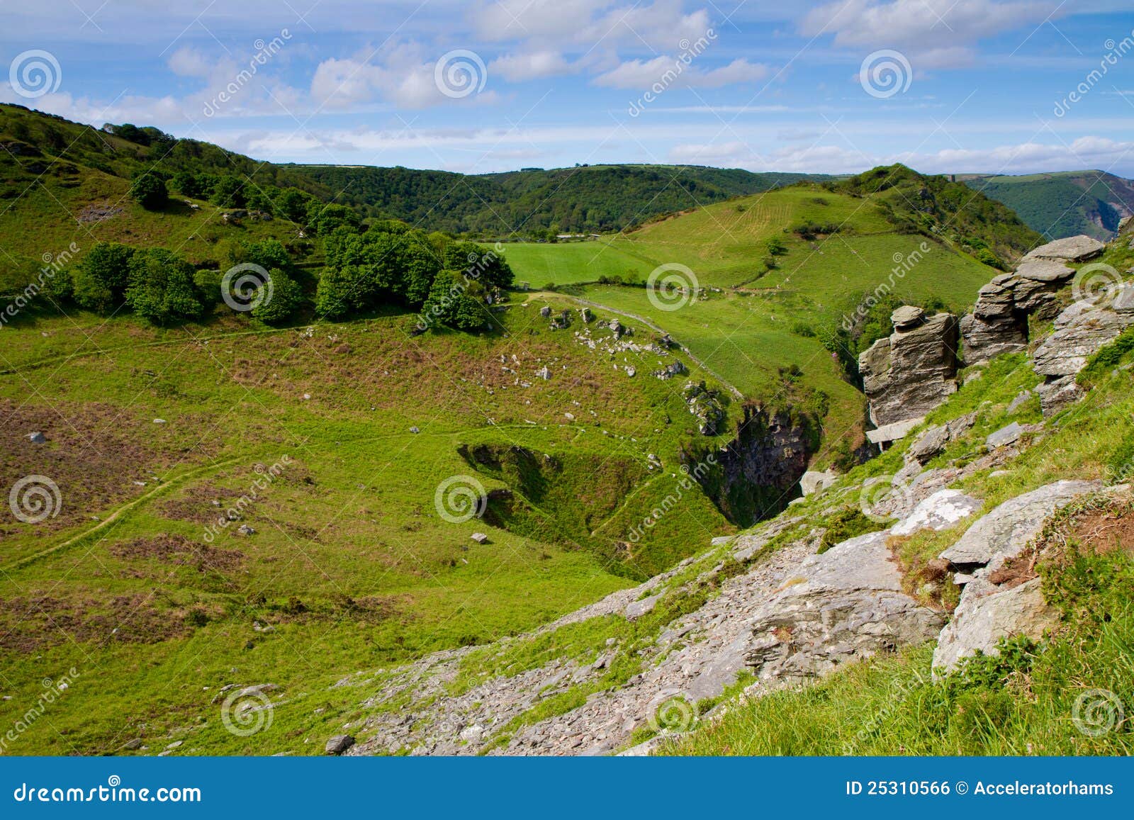 Devon Countryside in the Valley of Rocks Lynton Stock Photo - Image of ...