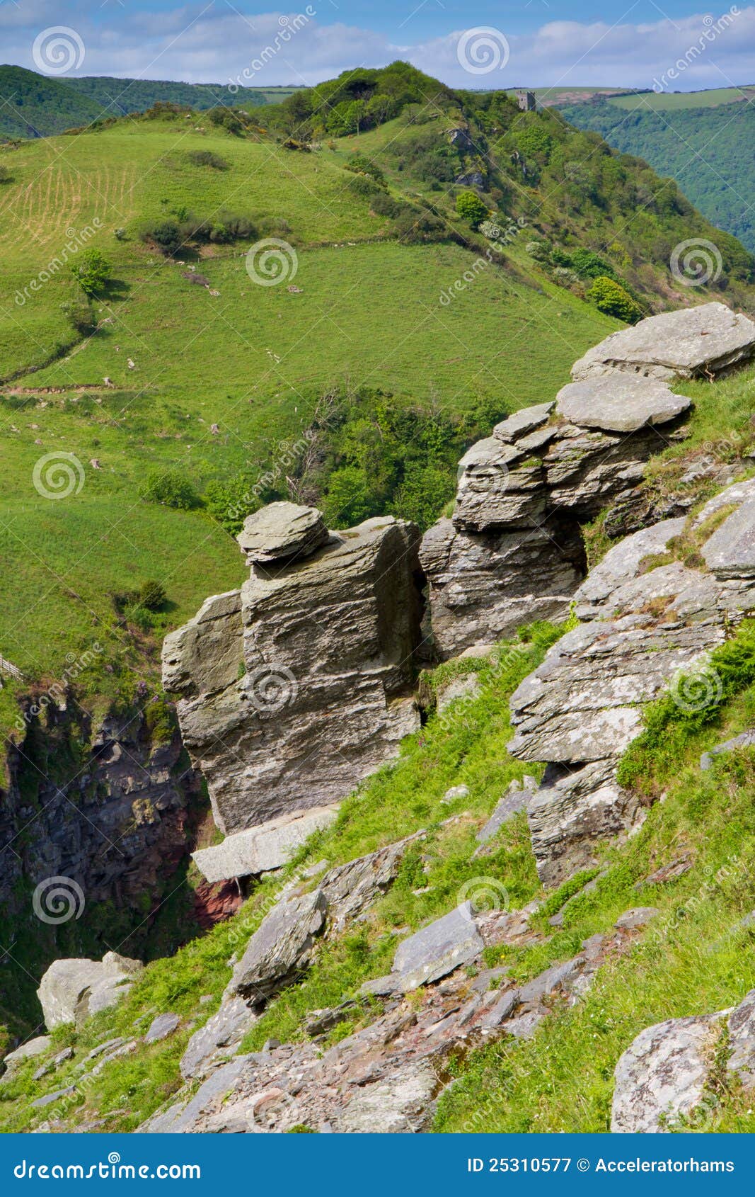 Devon Countryside Viewed from Valley of Rocks Stock Image - Image of ...