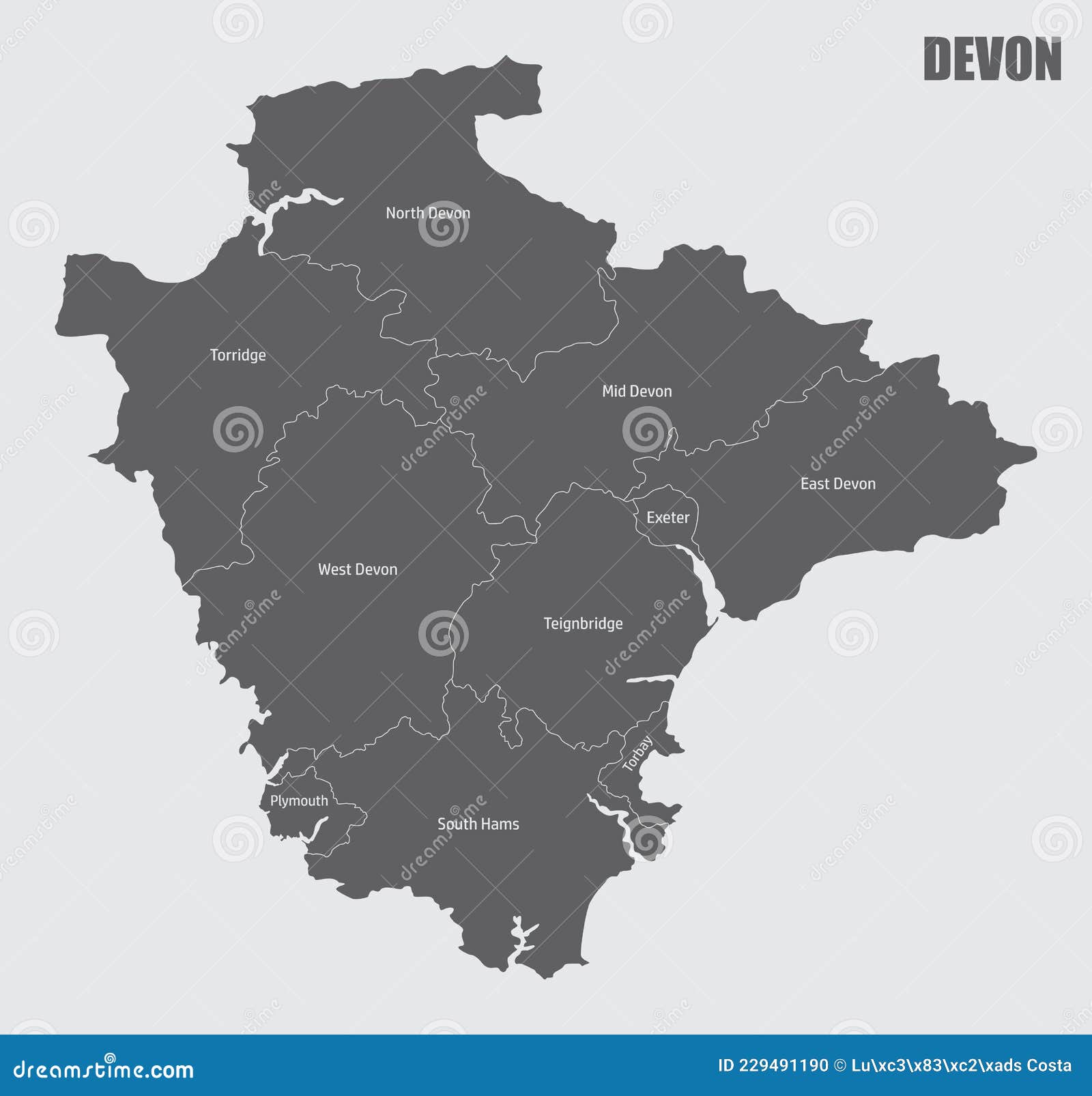 Devon County Administrative Map Stock Vector - Illustration of texture ...