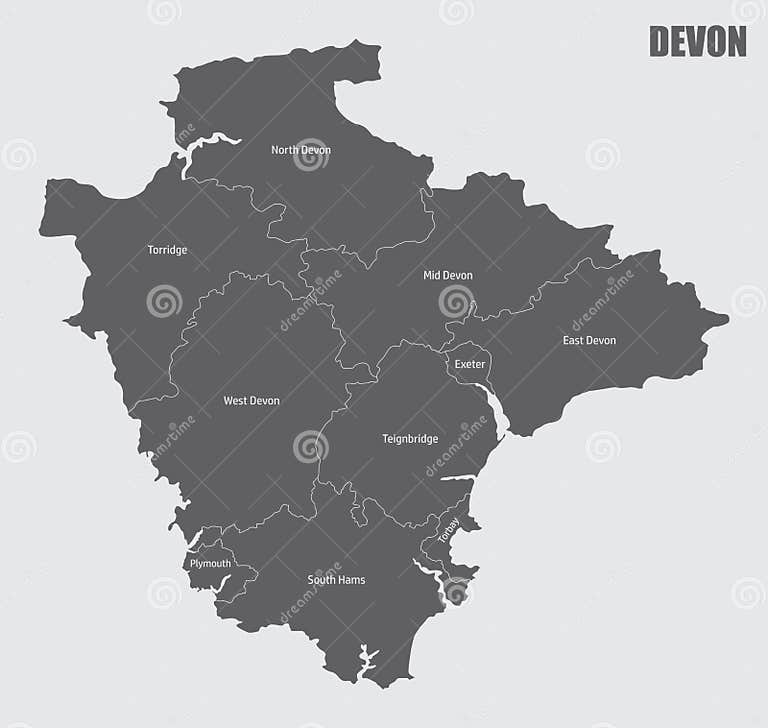 Devon County Administrative Map Stock Vector - Illustration of texture ...