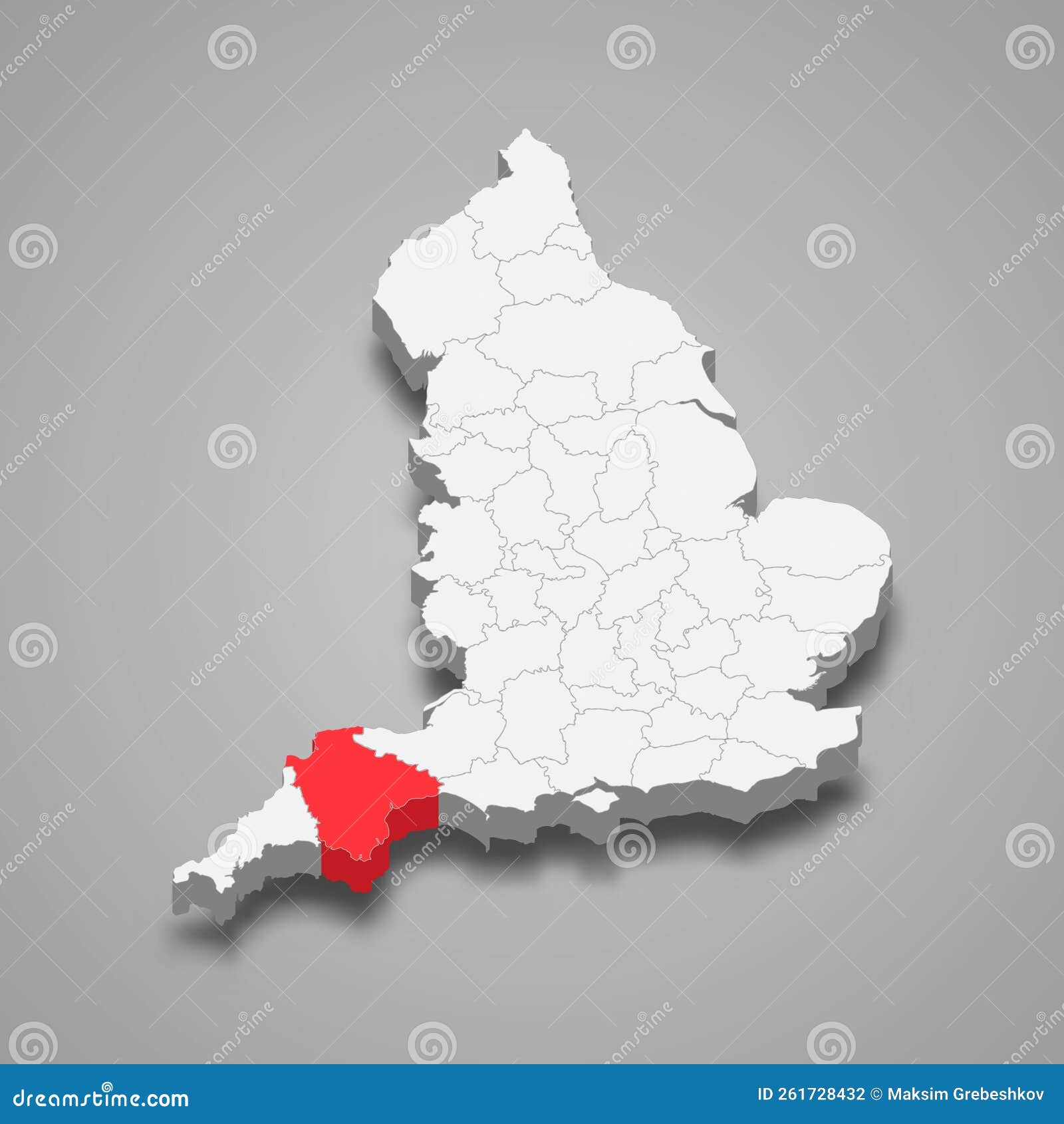 Devon County Location within England 3d Map Stock Vector - Illustration ...