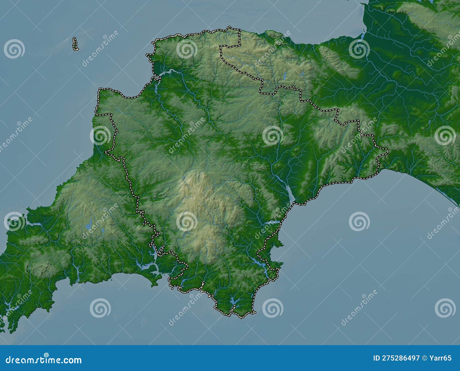 Devon, England - Great Britain. Physical. No Legend Stock Illustration ...