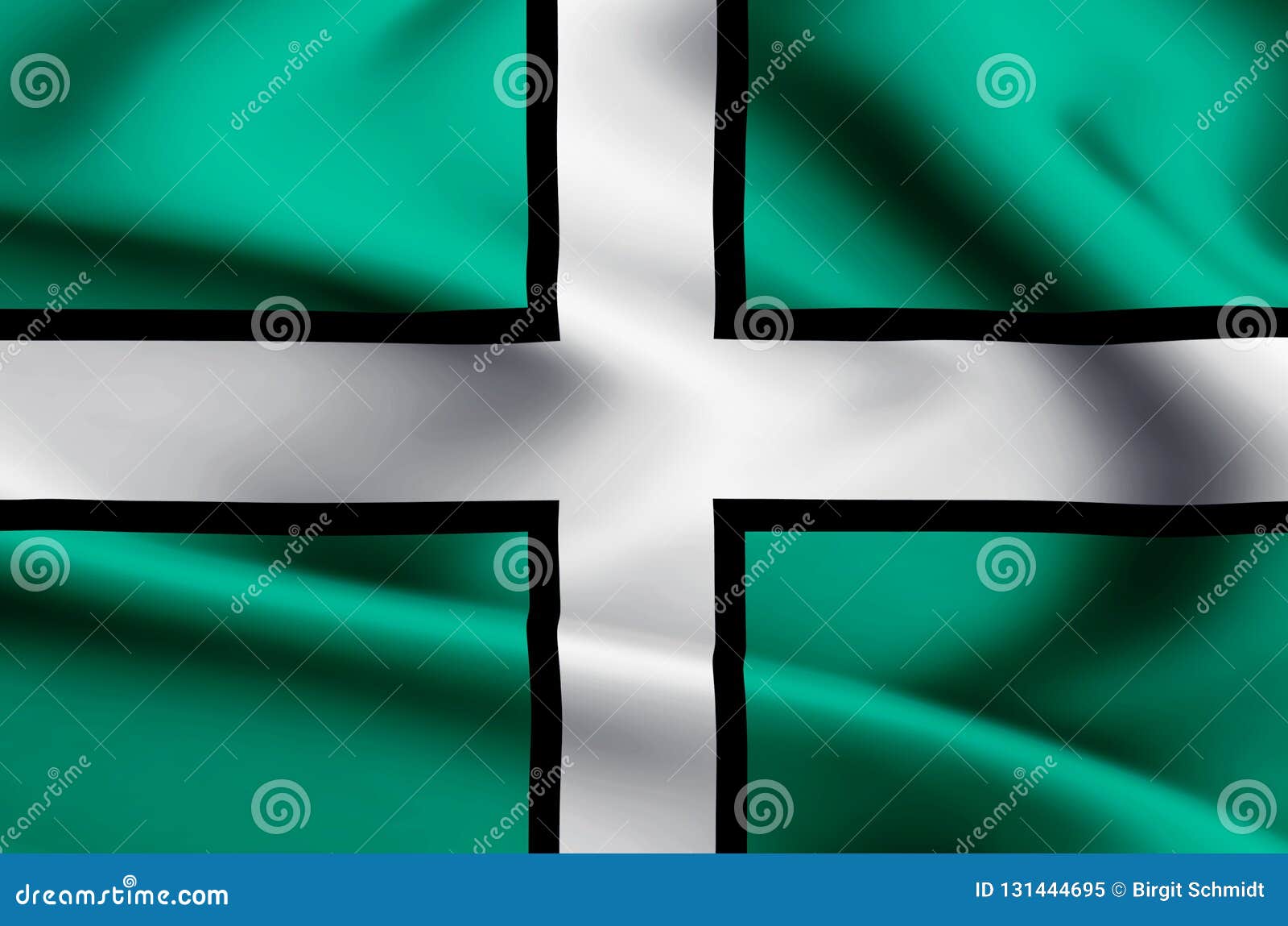 Devon Flag, England, Waving In The Wind, Sky And Sun Background. 3d ...