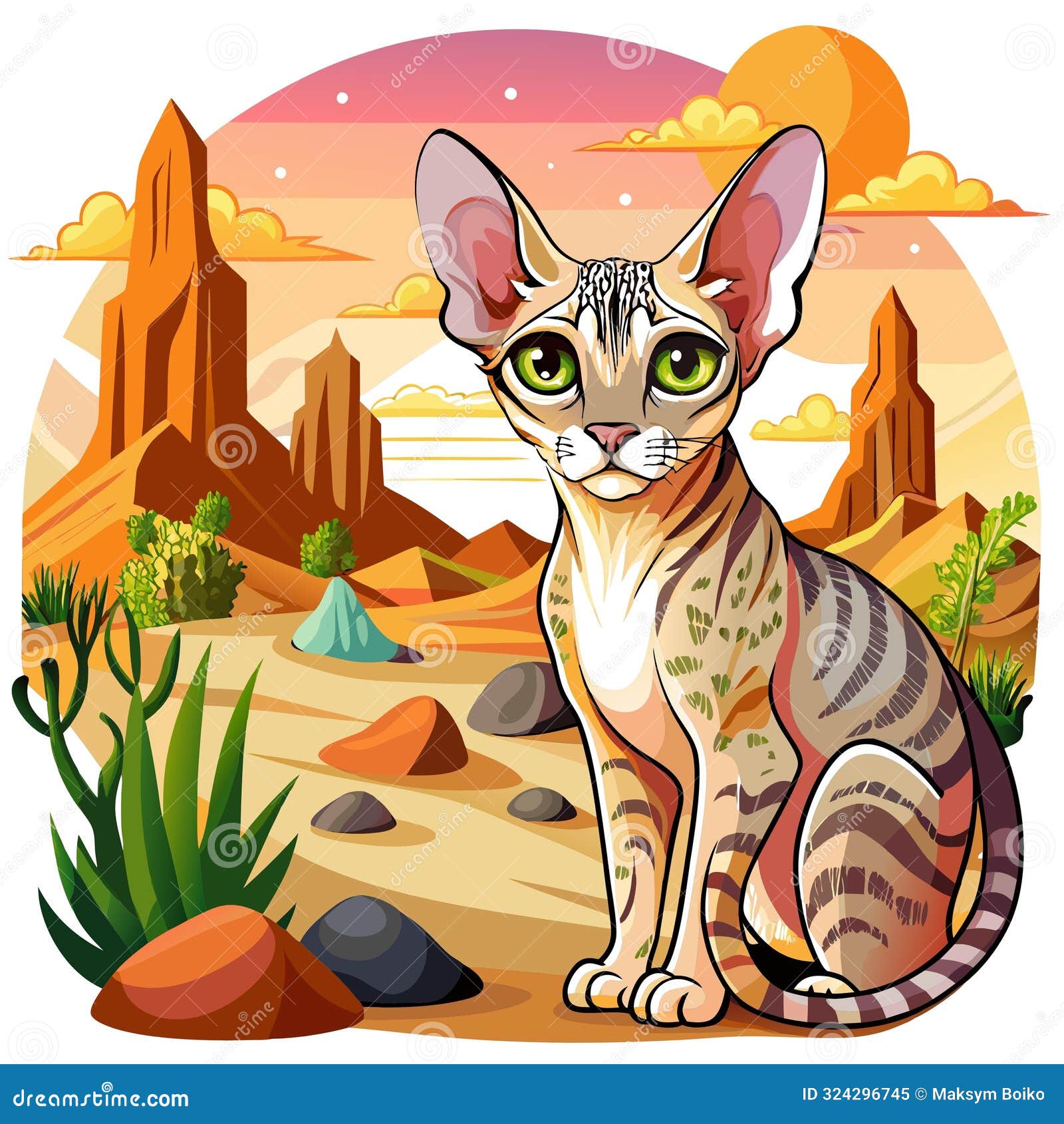 Devon Rex Cat Ignored Stay Desert Vector Stock Illustration ...