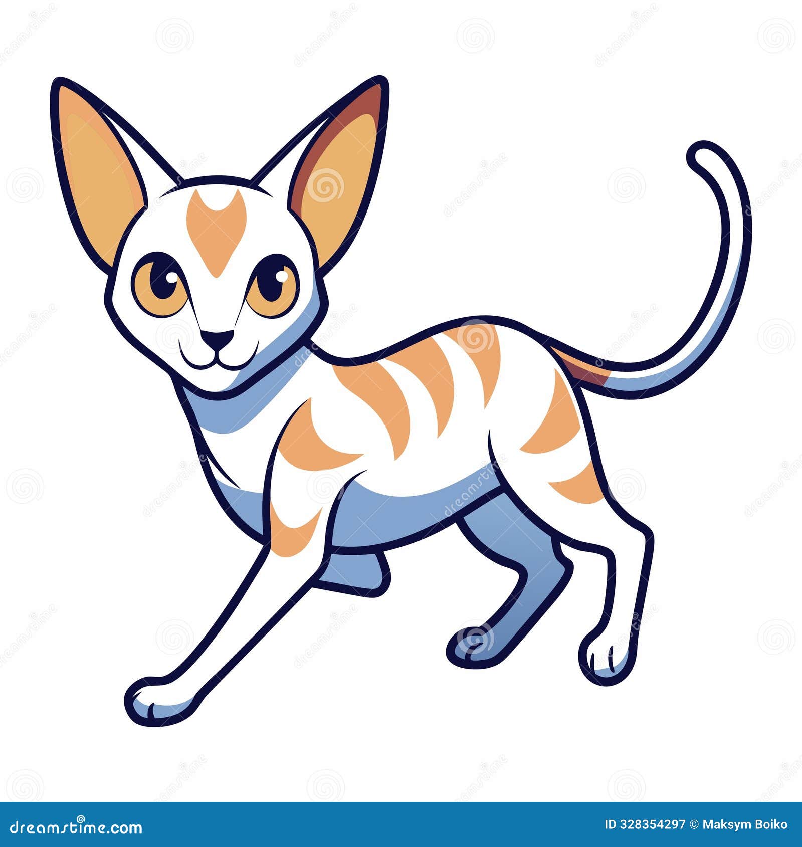 Devon Rex cat runs kawaii stock illustration. Illustration of vector ...