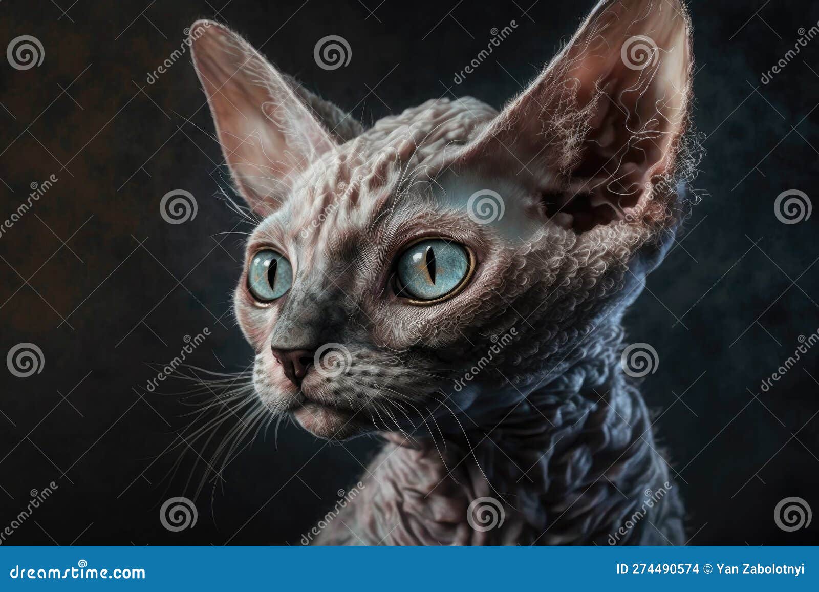 Devon Rex Cats Black Background. Generative AI Stock Illustration ...