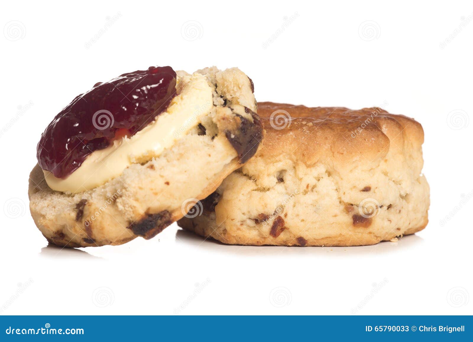 Devon Scone with Clotted Cream on Top Stock Image - Image of raisin ...