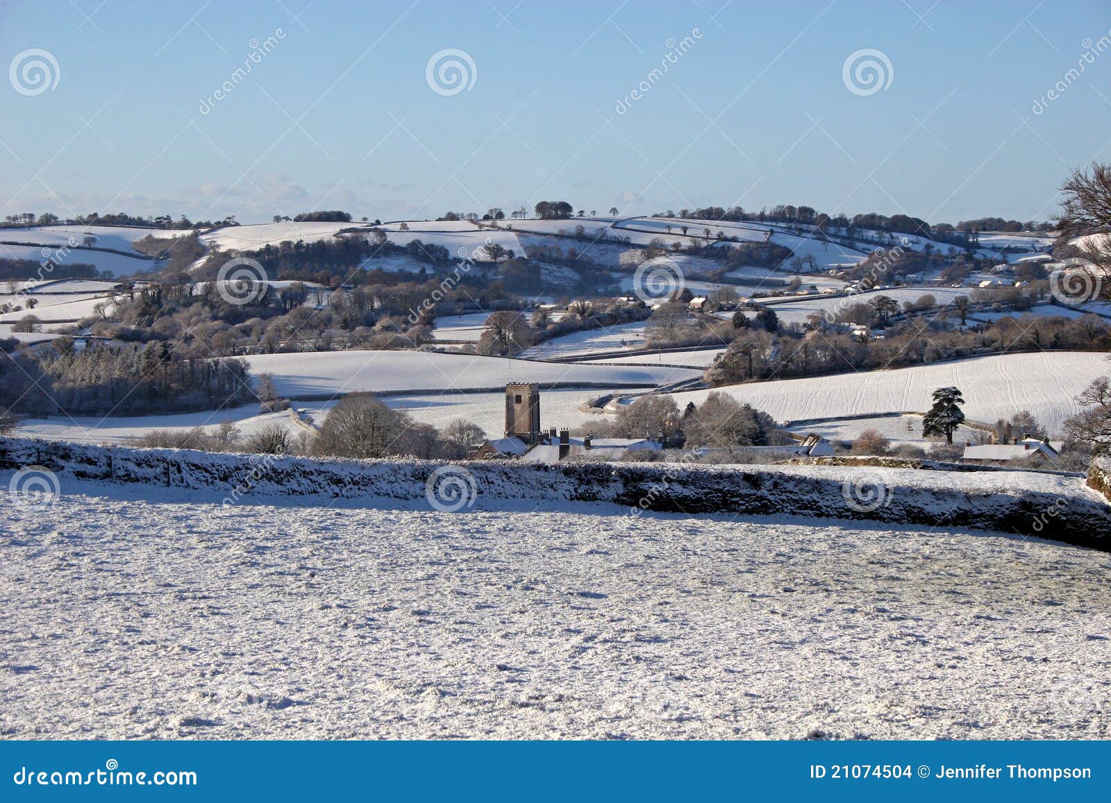 Devon in the snow stock photo. Image of village, church - 21074504