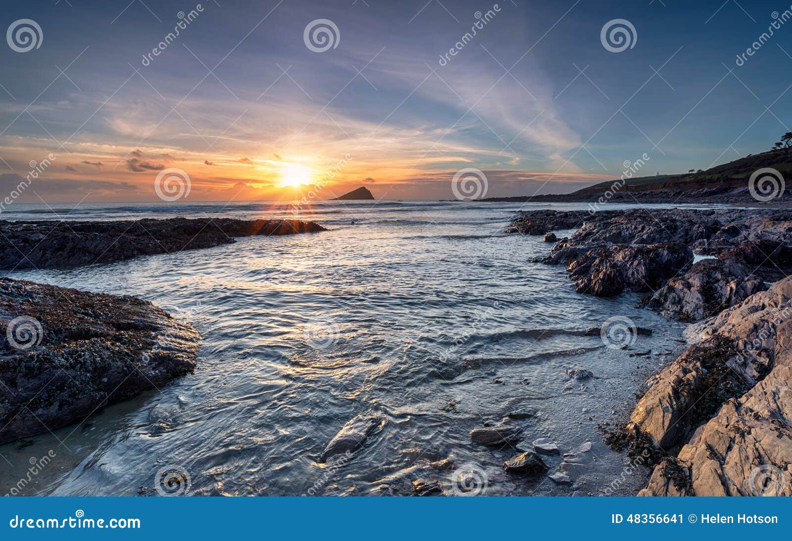 Devon Sunset stock afbeelding. Image of vrij, rotsachtig - 48356641