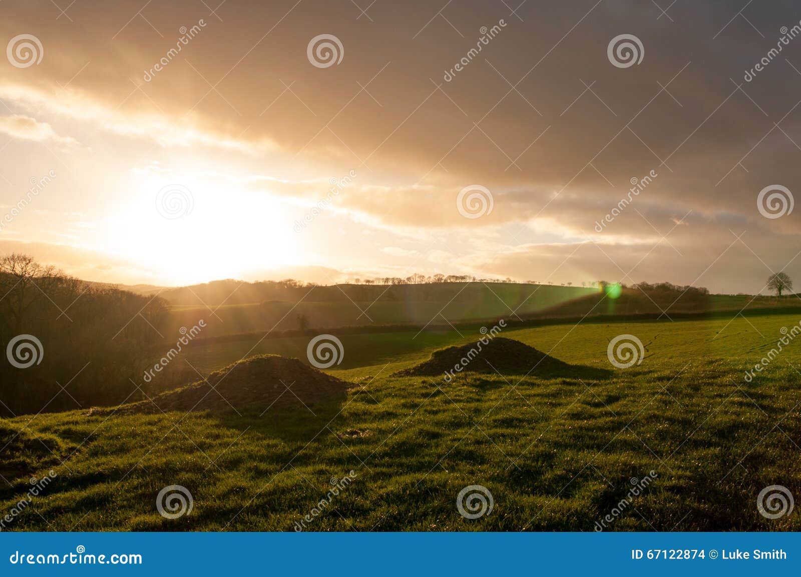Devon sunset stock photo. Image of green, rolling, clouds - 67122874