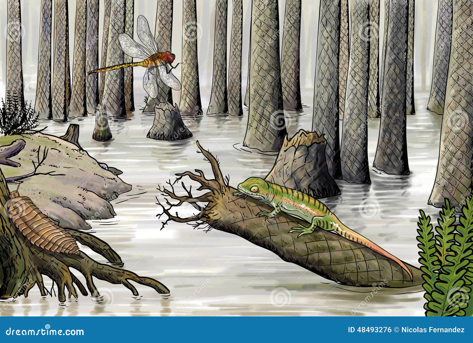 Devonian wildlife stock illustration. Illustration of time - 48493276