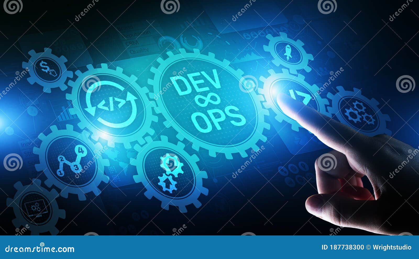 DevOps Agile Development Concept on Virtual Screen. Stock Photo - Image ...