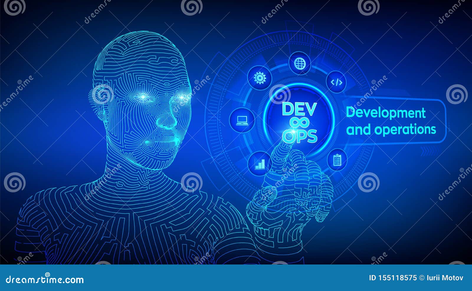 Devops. Agile Development and Optimisation Concept on Virtual Screen ...