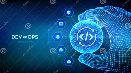 Devops. Agile Development and Optimization Concept in the Shape of Sphere with Hexagon Pattern ...