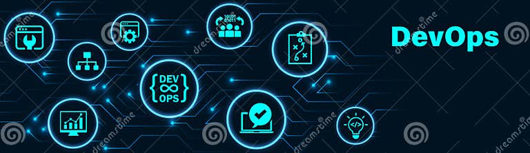 Devops. Agile Development and Optimization Concept on Virtual Screen Stock Vector - Illustration ...