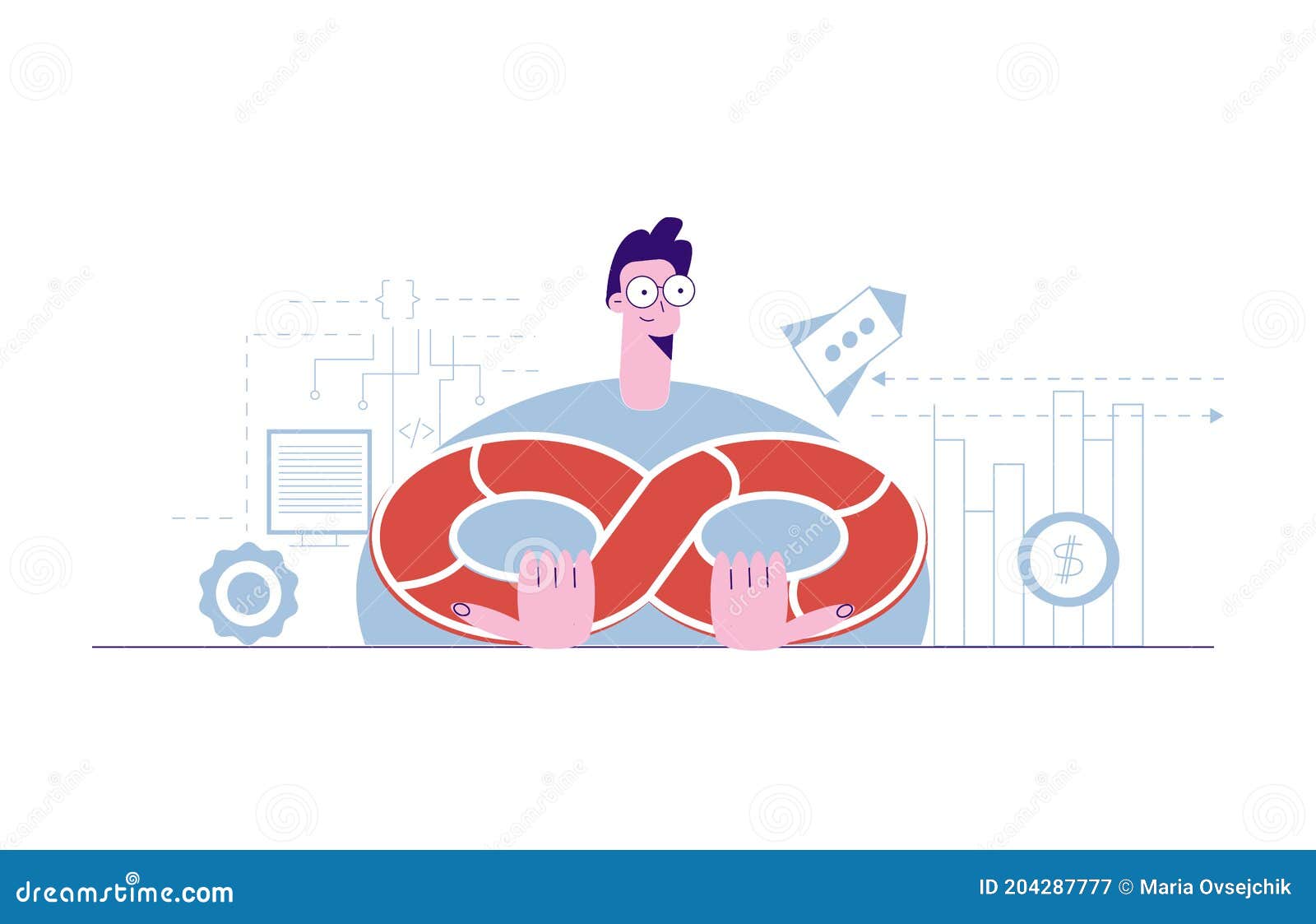 Devops Symbol Flat Vector Illustration Isolated On Background Software
