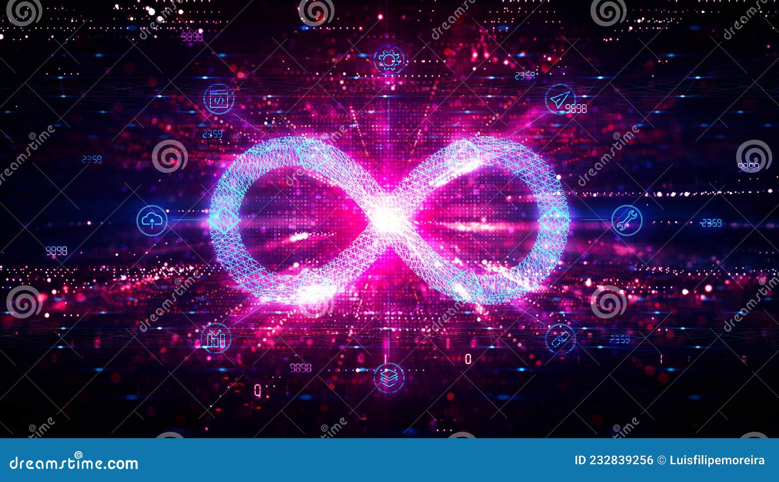 DevOps Concept with Infinite Loop on Abstract Technology Background ... DevOps Concept with Infinite Loop on Abstract Technology Background ...