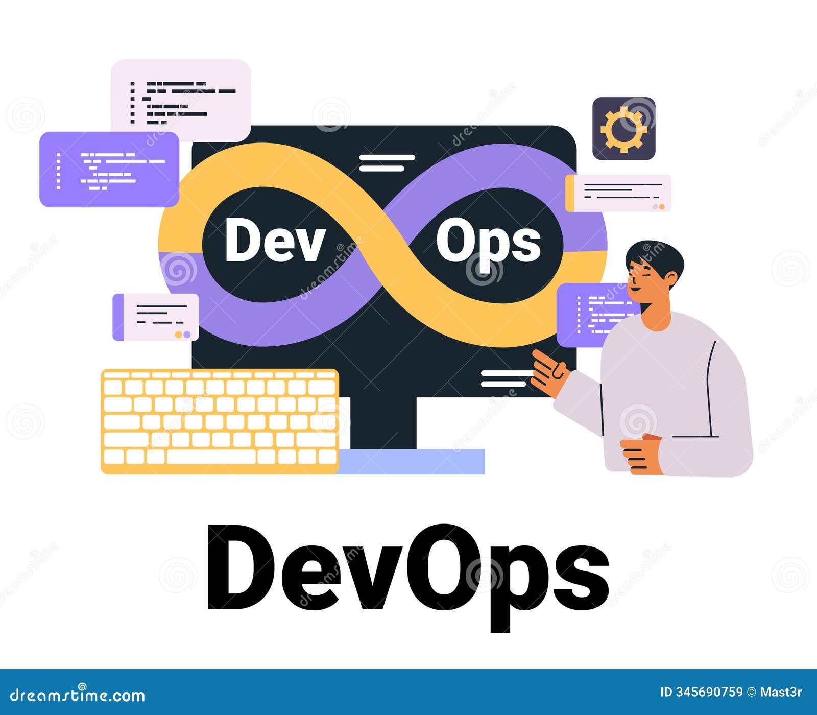 DevOps Concept, Building Blocks Of DevOps Represented Through A Modern Virtual City, A Business ...