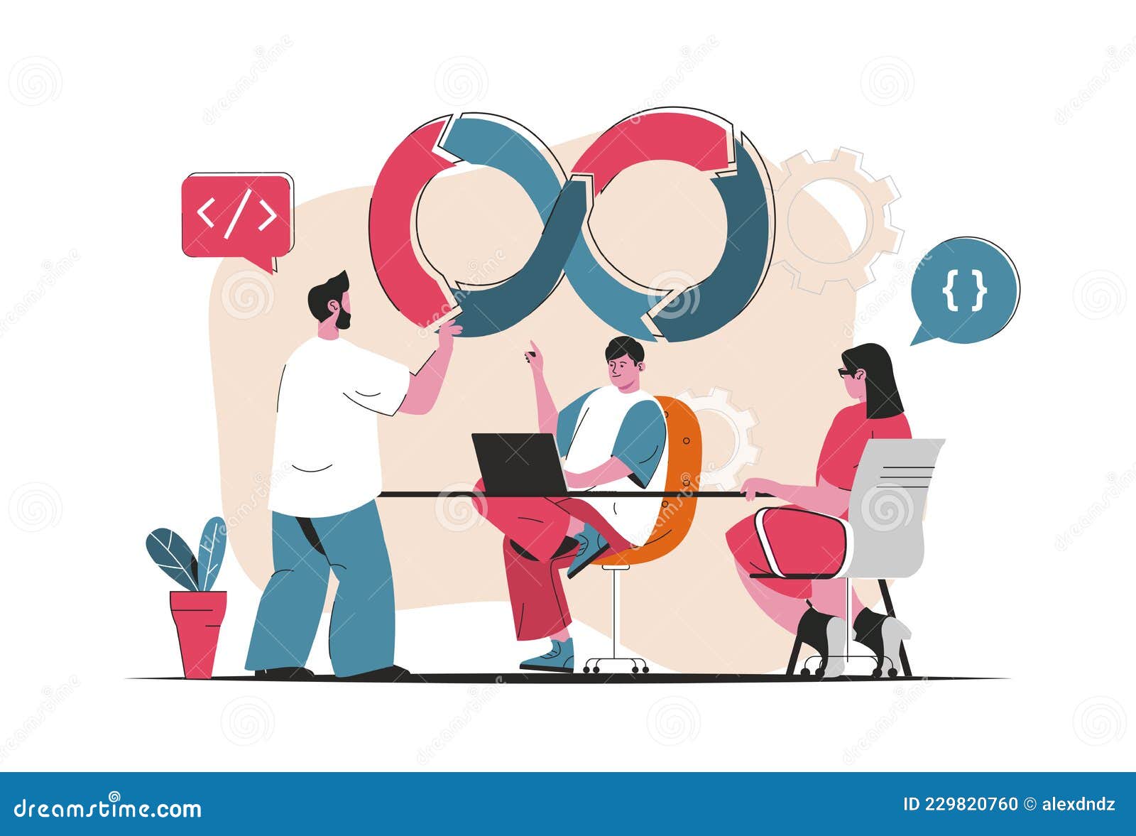 DevOps Concept Isolated. Software Development in Team Stock Vector ...