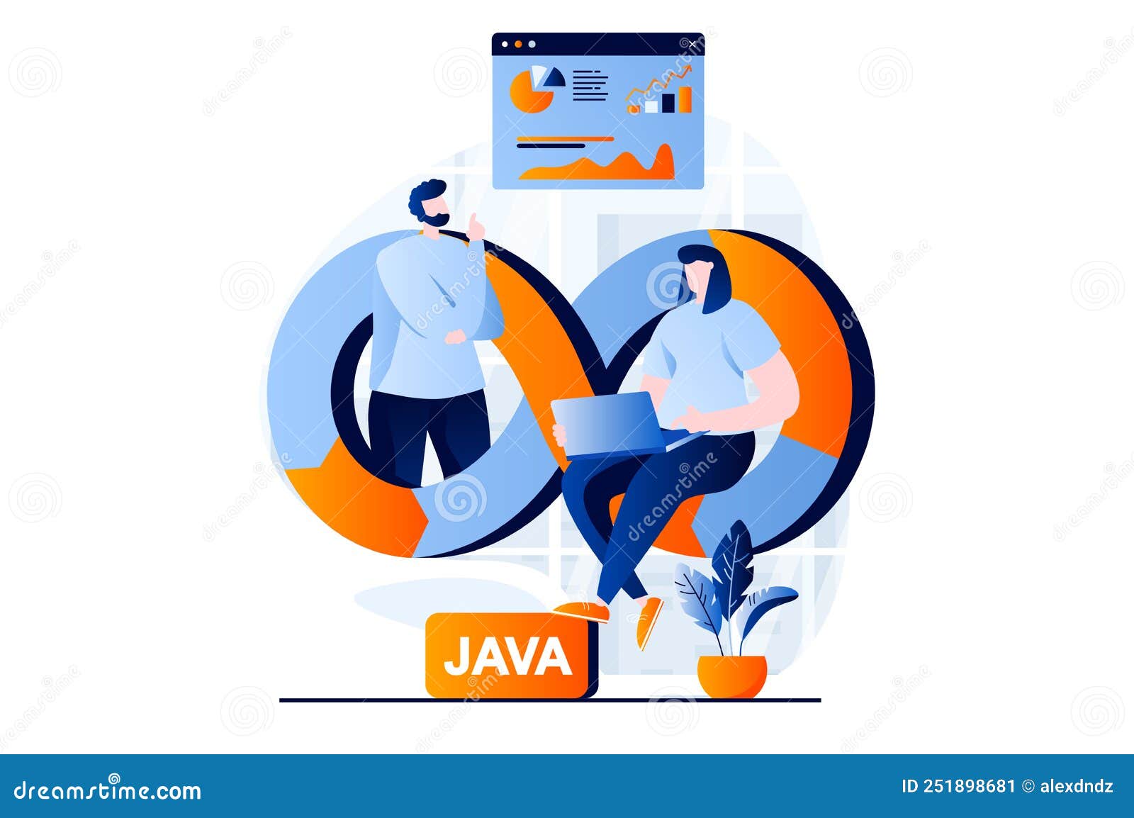 DevOps Concept with People Scene in Flat Cartoon Design. Stock Vector ...