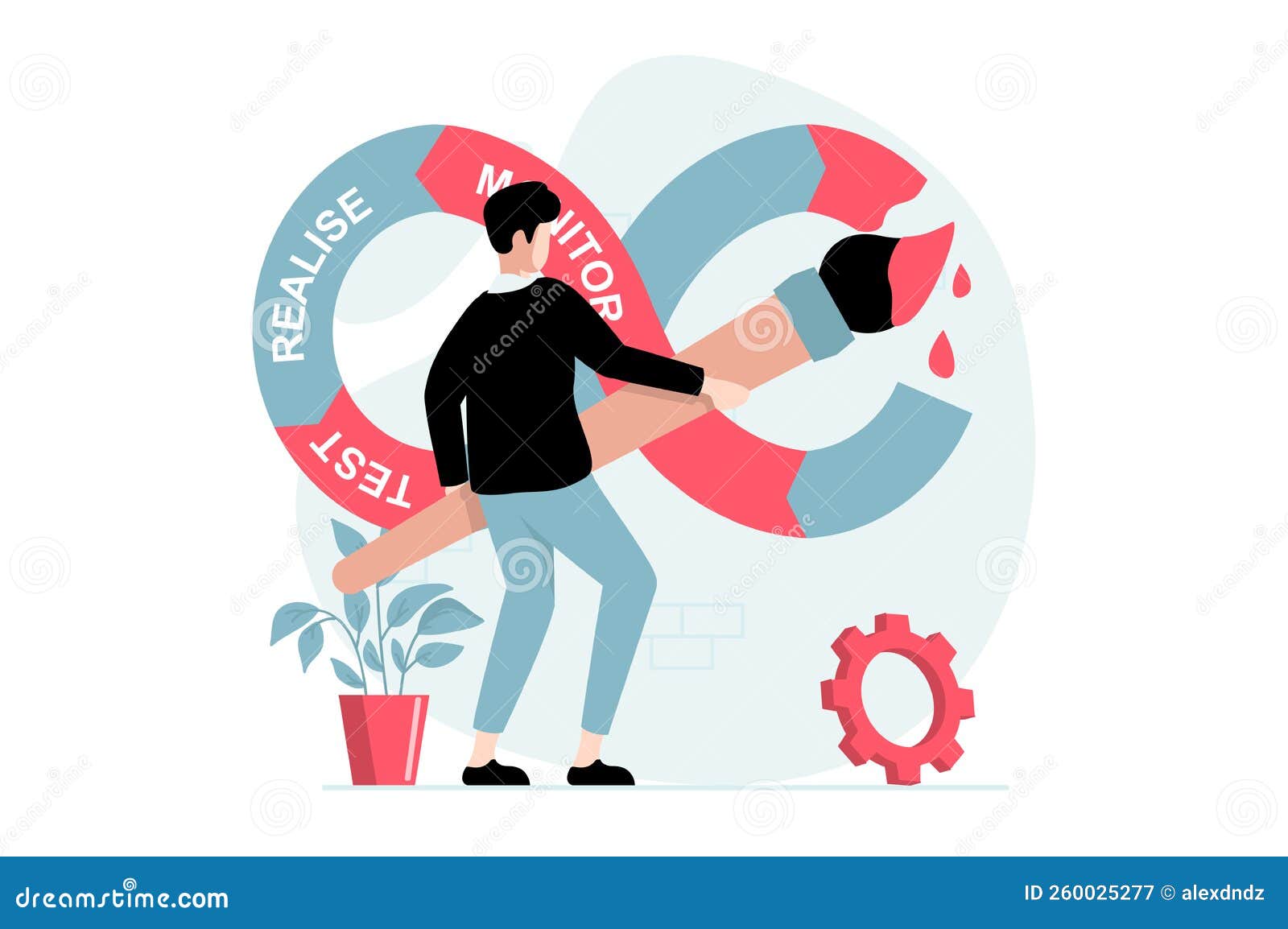 DevOps Concept with People Scene in Flat Design. Stock Illustration ...